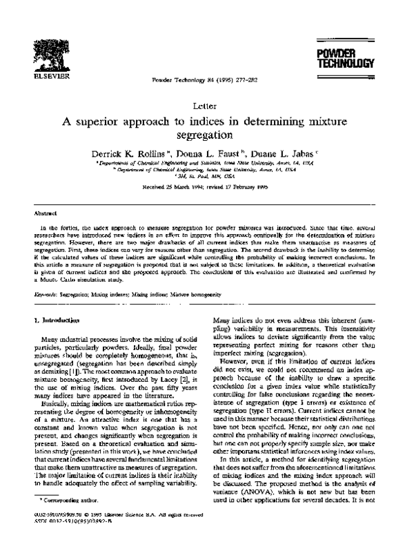 (PDF) A Superior Approach to Indices In Determining Mixture Segregation