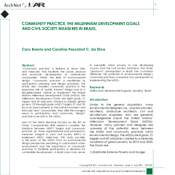 (PDF) Community Practice, the Millennium Development Goals and Civil ...