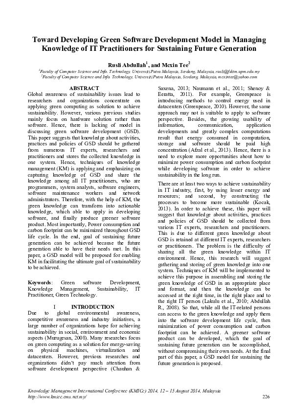 (PDF) Toward developing green software development model in managing ...