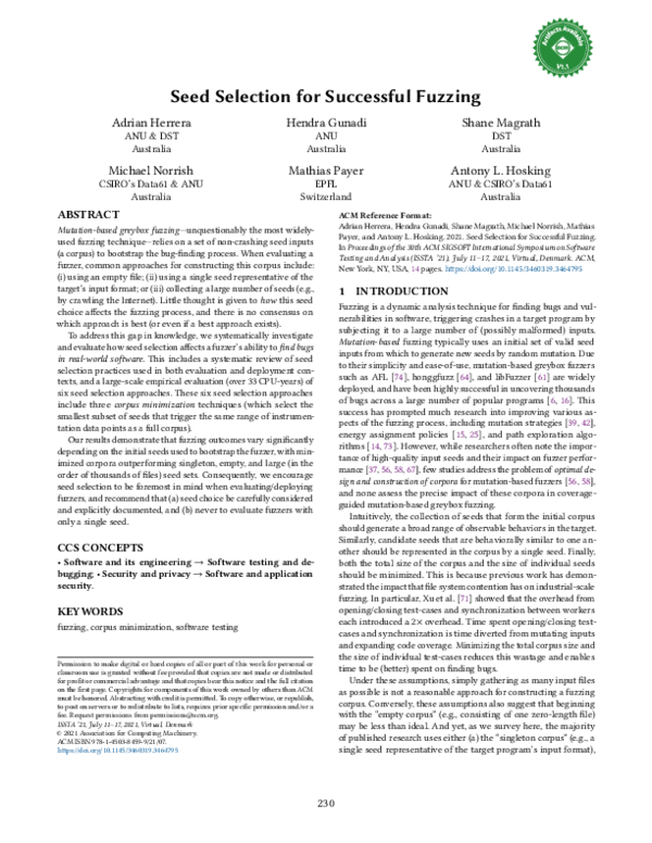 (PDF) Seed selection for successful fuzzing | Antony Hosking - Academia.edu