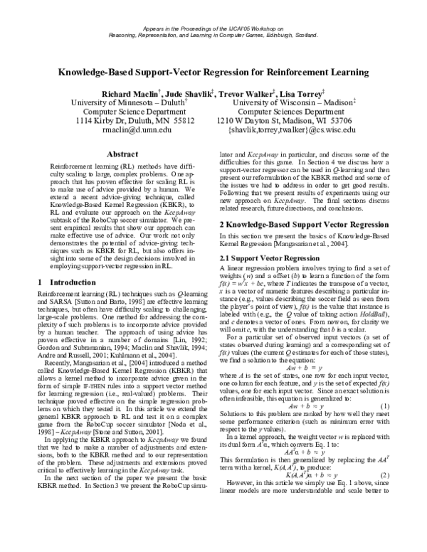(PDF) Knowledge-Based Support-Vector Regression for