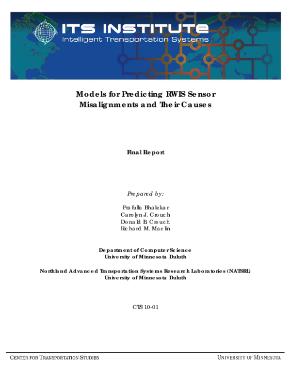 (PDF) Models for Predicting RWIS Sensor Misalignments and Their Causes