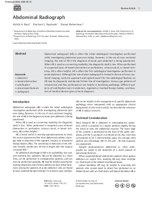 (PDF) Abdominal Radiograph | Abhijit Raut - Academia.edu