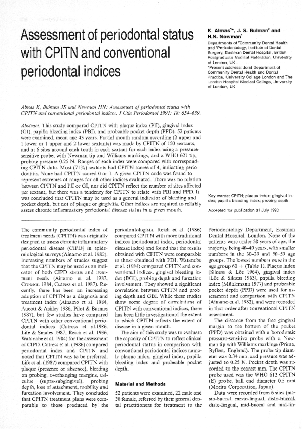 (PDF) Assessment of periodontal status with CPITN and conventional ...