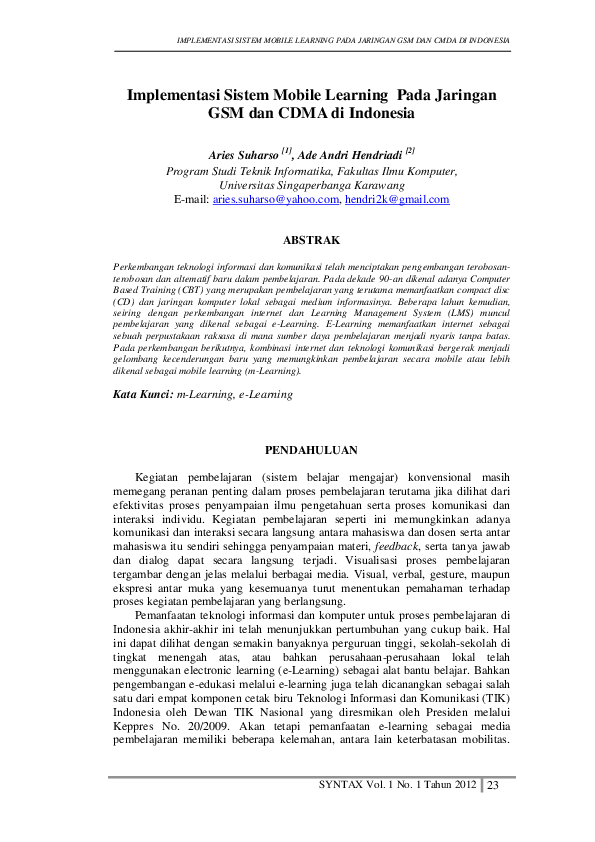 (PDF) Implementasi Sistem Mobile Learning Pada Jaringan GSM dan CDMA di ...