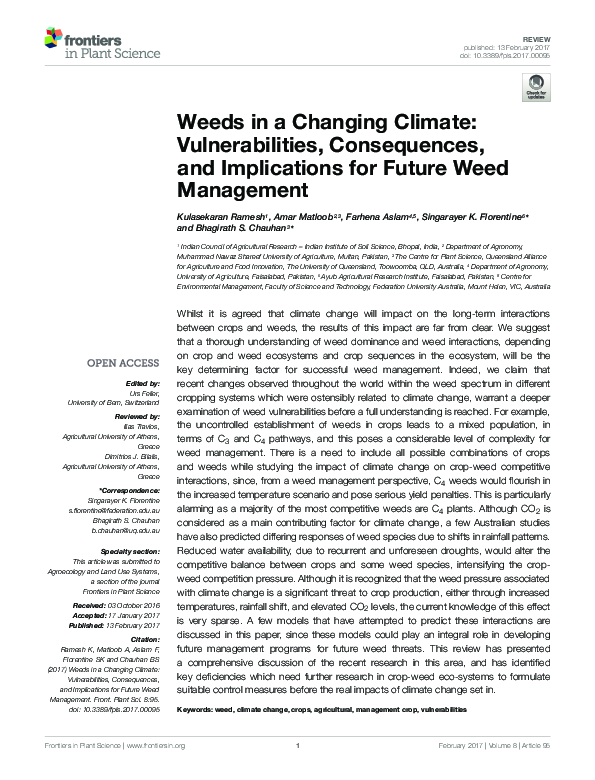 (PDF) Weeds in a Changing Climate: Vulnerabilities, Consequences, and ...