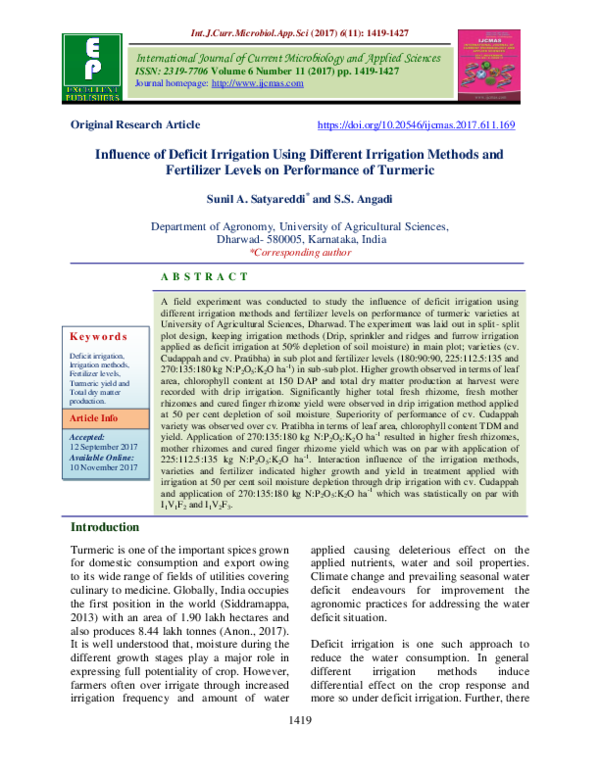 (PDF) Influence of Deficit Irrigation Using Different Irrigation ...
