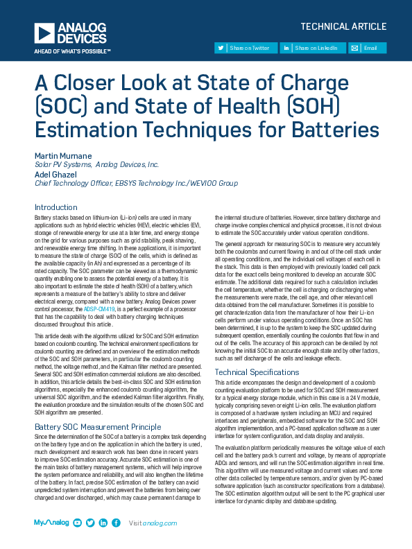 (PDF) A Closer Look at State of Charge ( SOC ) and State of Health ...