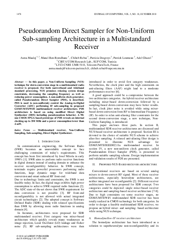 (PDF) Pseudorandom Direct Sampler for Non-Uniform Sub-sampling Architecture in a Multistandard ...
