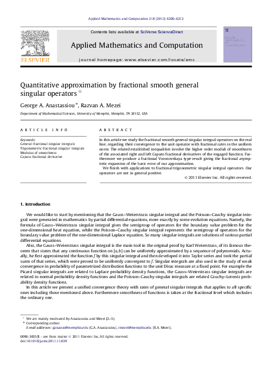 (PDF) Quantitative approximation by fractional smooth general singular ...
