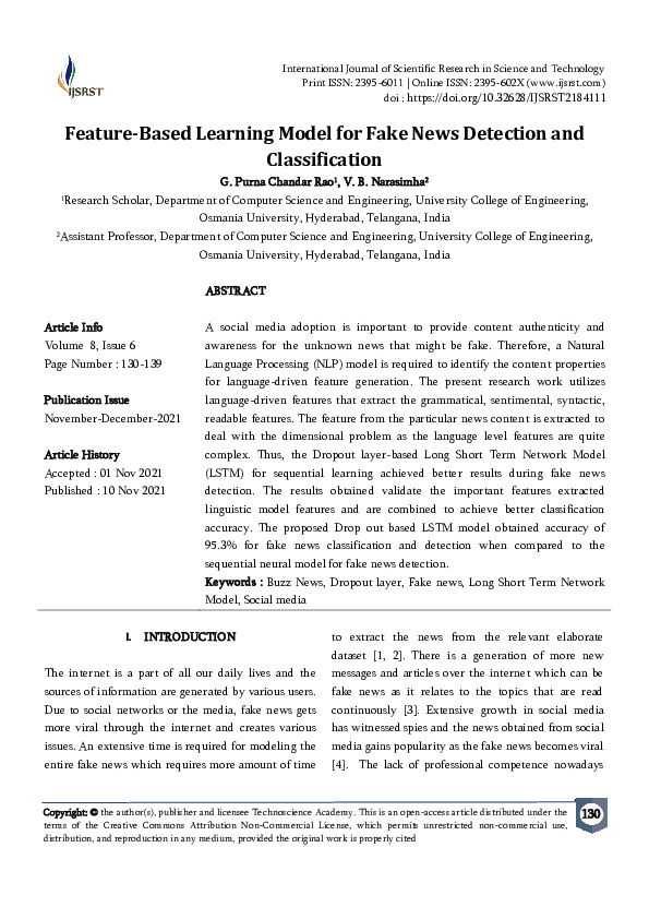 (PDF) Feature-Based Learning Model for Fake News Detection and ...