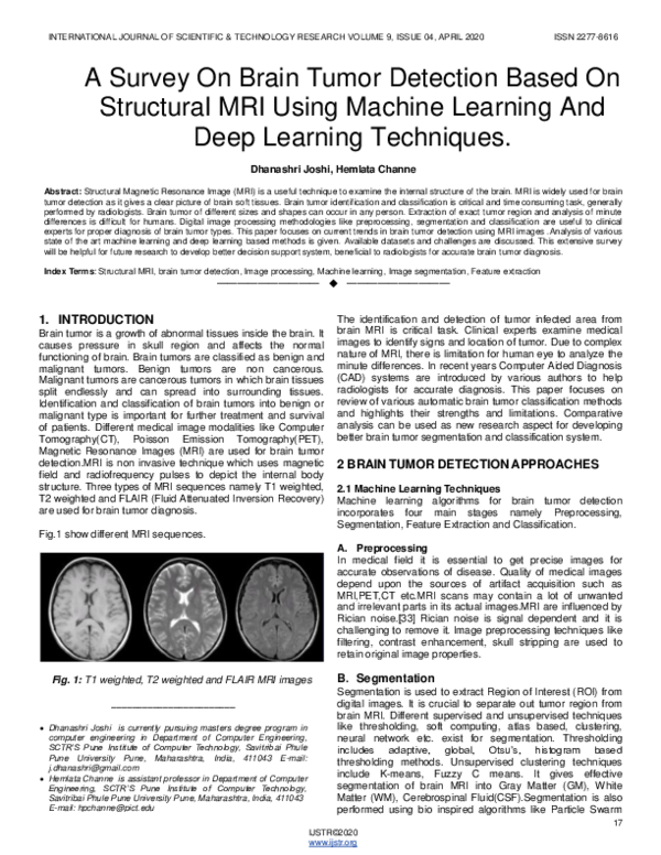 Pdf A Survey On Brain Tumor Detection Based On Structural Mri Using