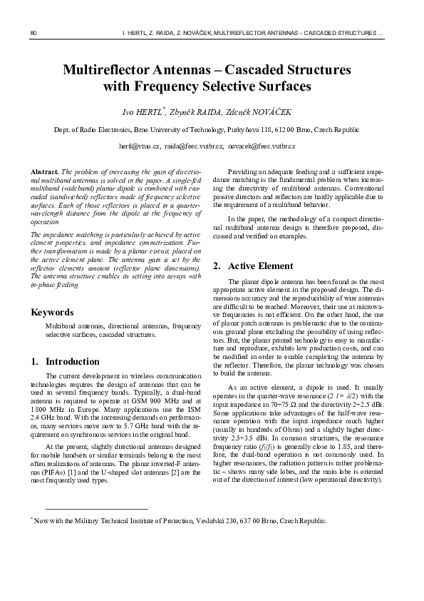 (PDF) Multireflector Antennas - Cascaded Structures with Frequency Selective Surfaces