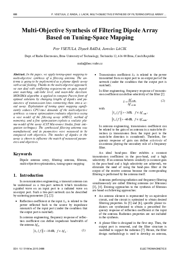 (PDF) Multi-Objective Synthesis of Filtering Dipole Array Based on ... (PDF) Multi-Objective Synthesis of Filtering Dipole Array Based on ...