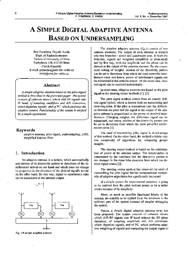 (PDF) A Simple Digital Adaptive Antenna Based on Undersampling