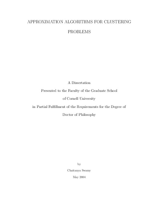 (PDF) Approximation algorithms for clustering problems (PDF) Approximation algorithms for clustering problems