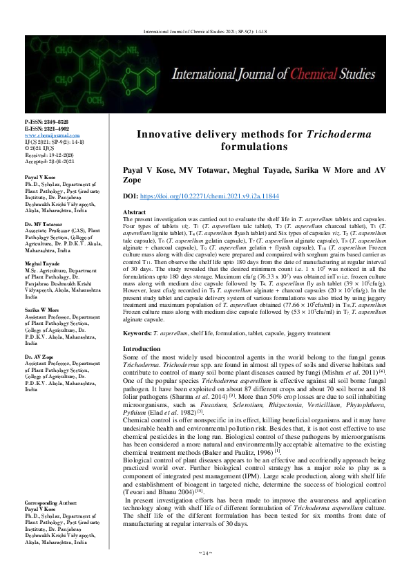 (PDF) Innovative delivery methods for trichoderma formulations