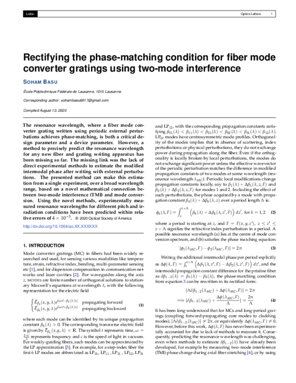 (PDF) Rectified phase-matching equation for fiber mode converter ...