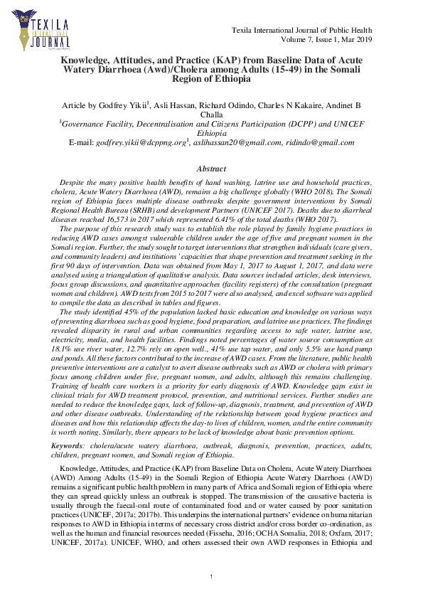 (PDF) Knowledge, Attitudes, and Practice (KAP) from Baseline Data of ...