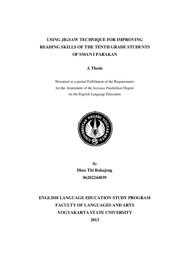 (PDF) Using Jigsaw Technique for Improving Reading Skills of the Tenth Grade Students of Sman I ...