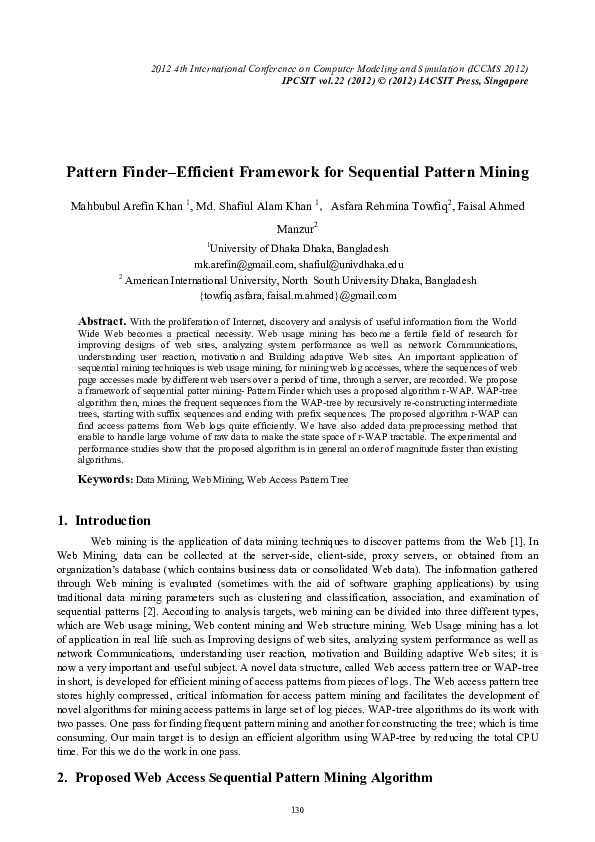 (PDF) Pattern Finder – Efficient Framework for Sequential Pattern Mining