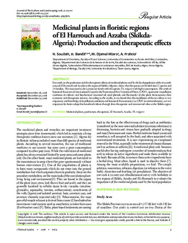 (PDF) MEDICINAL PLANTS IN floristic regions of EL HARROUCH AND AZZABA ...