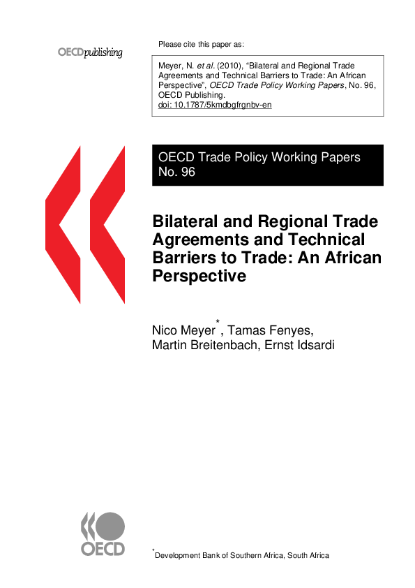 (PDF) Bilateral and Regional Trade Agreements and Technical Barriers to ...