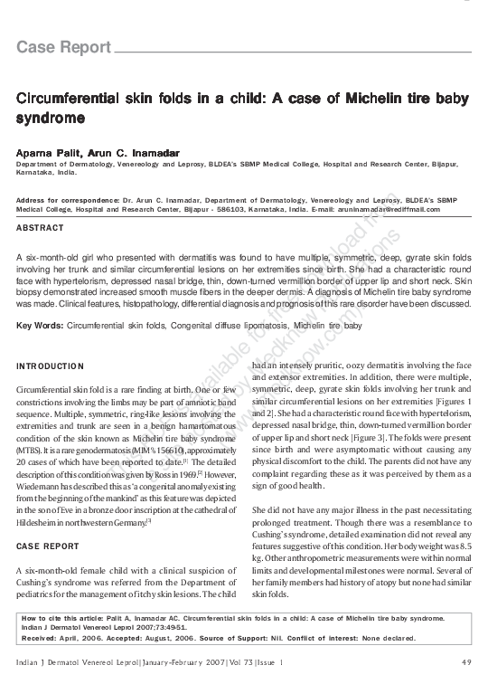 (PDF) Circumferential skin folds in a child: A case of Michelin tire ...