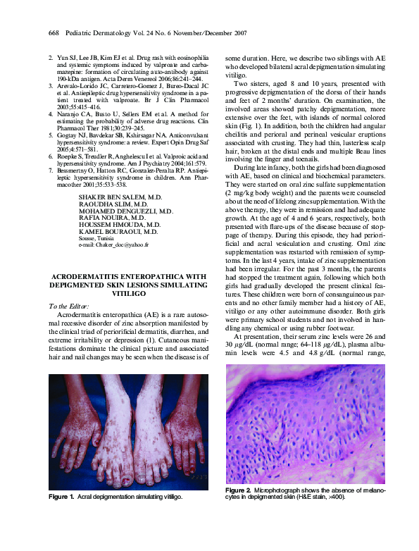 (PDF) Acrodermatitis Enteropathica with Depigmented Skin Lesions ...