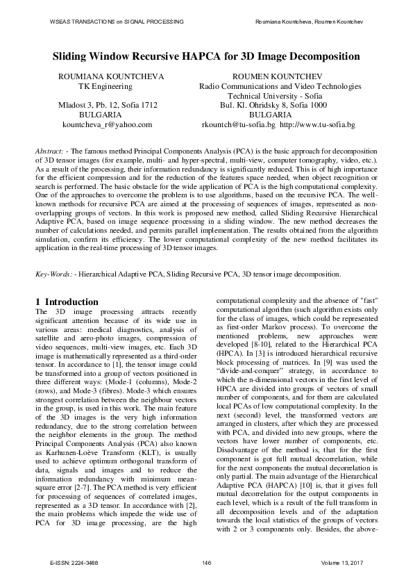 (PDF) Sliding Window Recursive HAPCA for 3D Image Decomposition