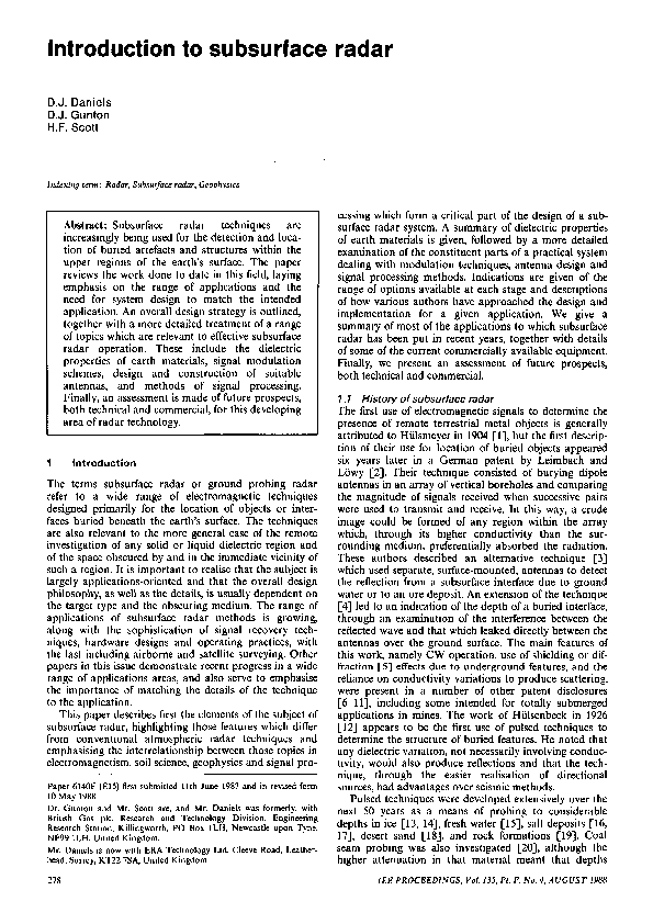 (PDF) Introduction to subsurface radar