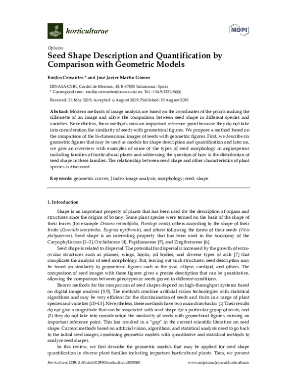 (PDF) Seed Shape Description and Quantification by Comparison with ...