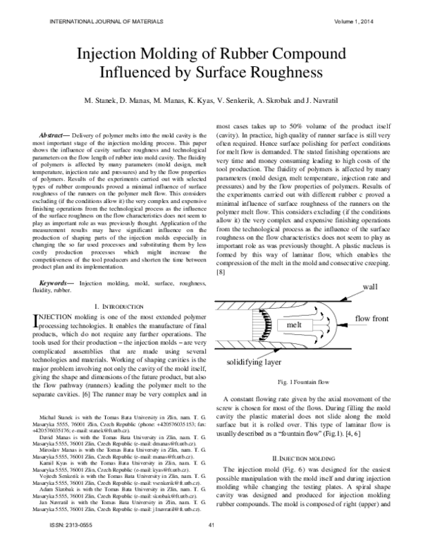 (PDF) Injection Molding of Rubber Compound Influenced by Surface Roughness