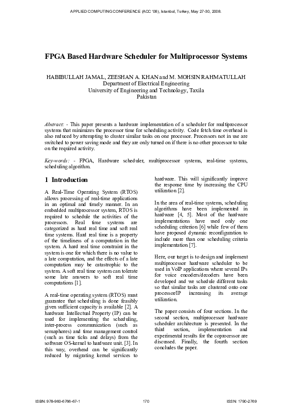 Pdf Fpga Based Hardware Scheduler For Multiprocessor Systems