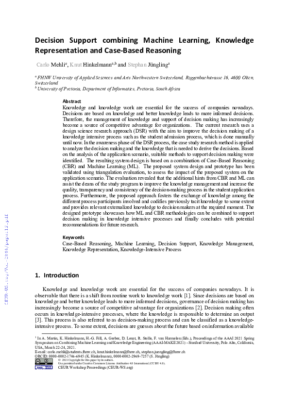 (PDF) Decision Support combining Machine Learning, Knowledge ...