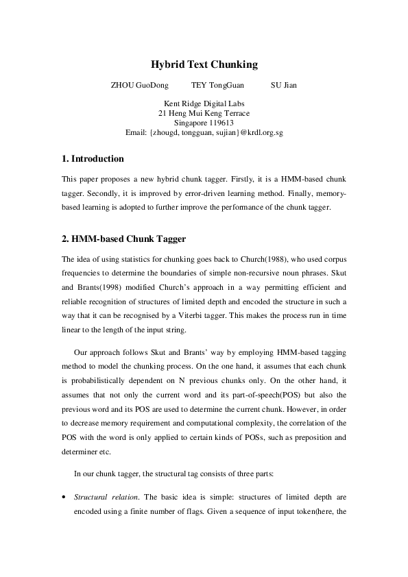 (PDF) Hybrid text chunking