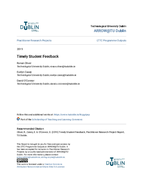 (PDF) Timely Student Feedback