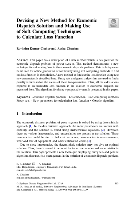(PDF) Devising a New Method for Economic Dispatch Solution and Making Use of Soft Computing ...