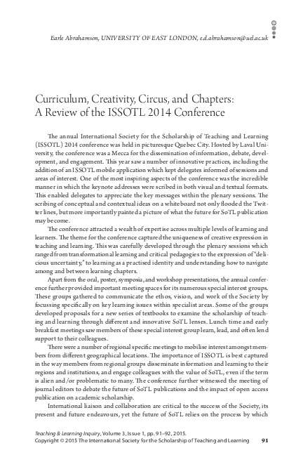 (PDF) Curriculum, Creativity, Circus, and Chapters: A Review of the ...