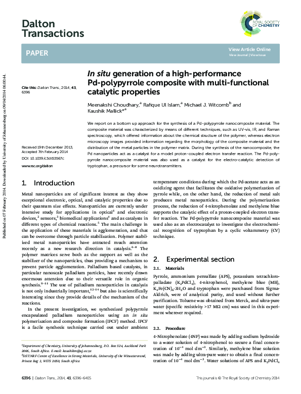 (PDF) In situ generation of a high-performance Pd-polypyrrole composite with multi-functional ...