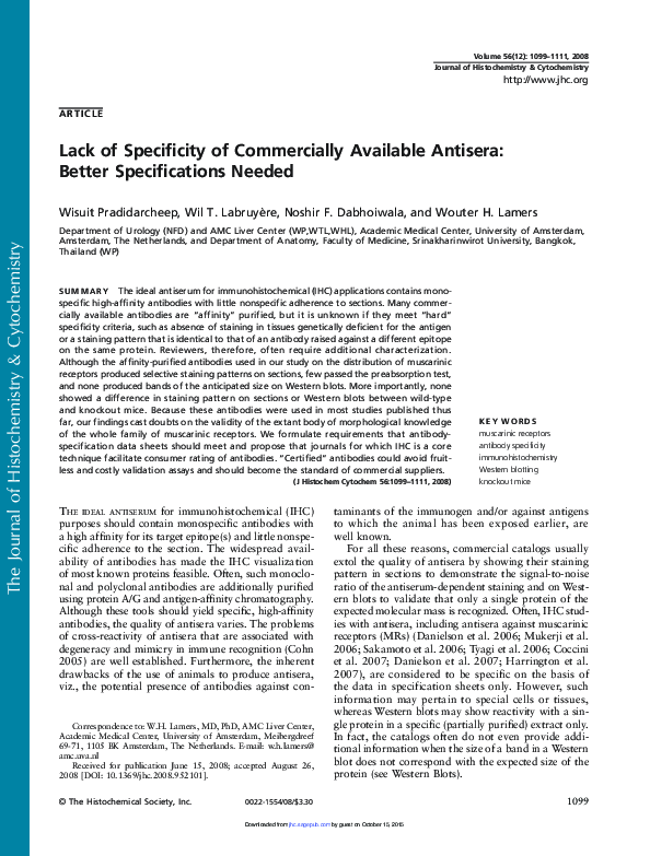 (PDF) Lack of Specificity of Commercially Available Antisera: Better ...