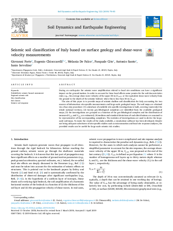(PDF) Seismic soil classification of Italy based on surface geology and ...