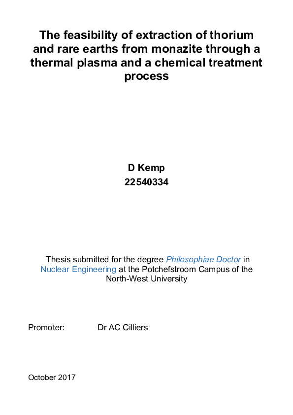 (PDF) The feasibility of extraction of thorium and rare earths from ...