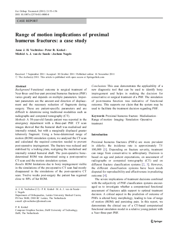 (PDF) Range of motion implications of proximal humerus fractures: a ...