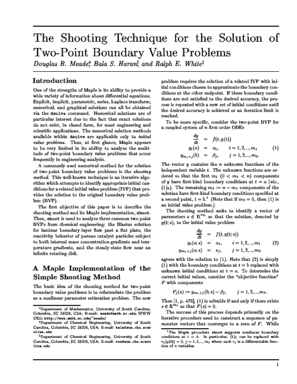 (PDF) The Shooting Technique for the Solution of Two-Point Boundary ...