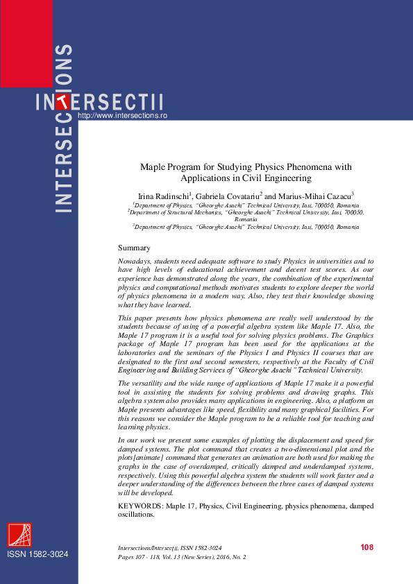 (PDF) Maple Program for Studying Physics Phenomena with Applications in ...