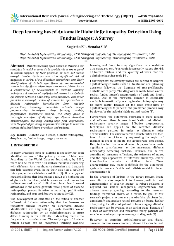 (PDF) IRJET- Deep learning based Automatic Diabetic Retinopathy Detection Using Fundus Images: A ...