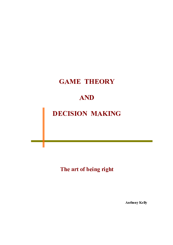 Pdf Decision Making Using Game Theory 5501