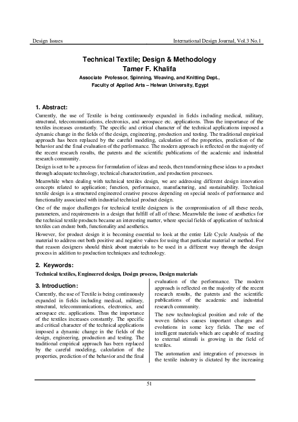 (PDF) Technical Textile; Design & Methodology