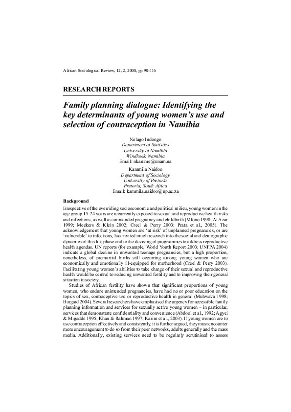 (PDF) Family planning dialogue: Identifying the key determinants of ...